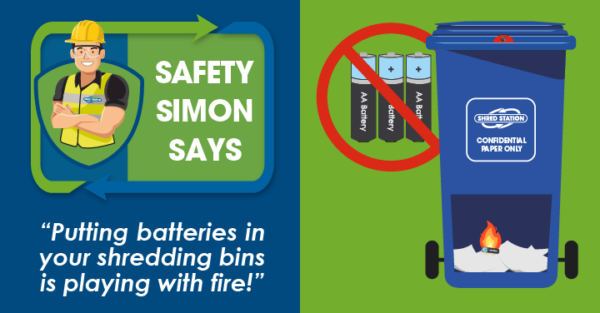 Safety notice regarding batteries in shredding bins - Shred Station®